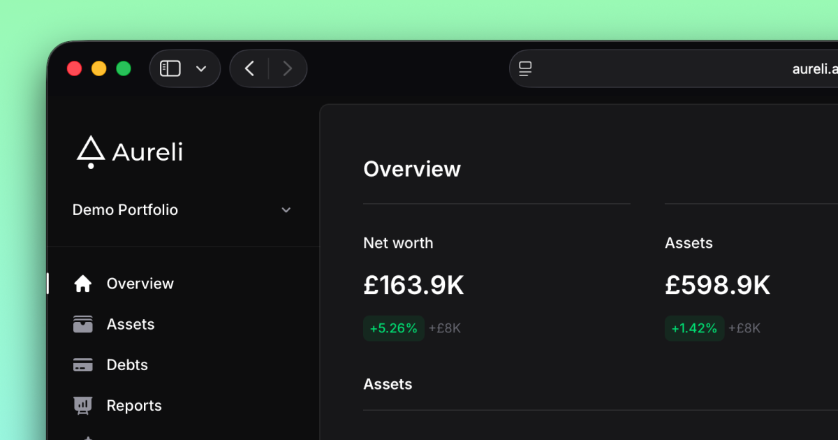 Aureli | UK Net Worth Tracker for Property, Pensions, Stocks & ISAs